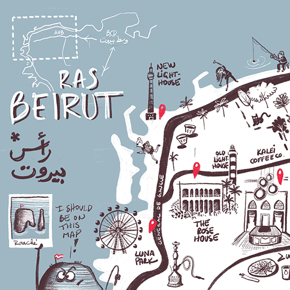 RAS BEIRUT ILLUSTRATED MAP – JUSTZHM